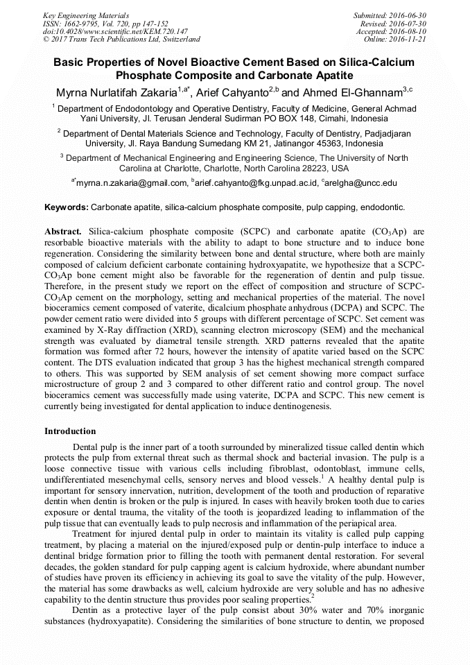 Basic Properties of Novel Bioactive Cement Based on Silica-Calcium ...