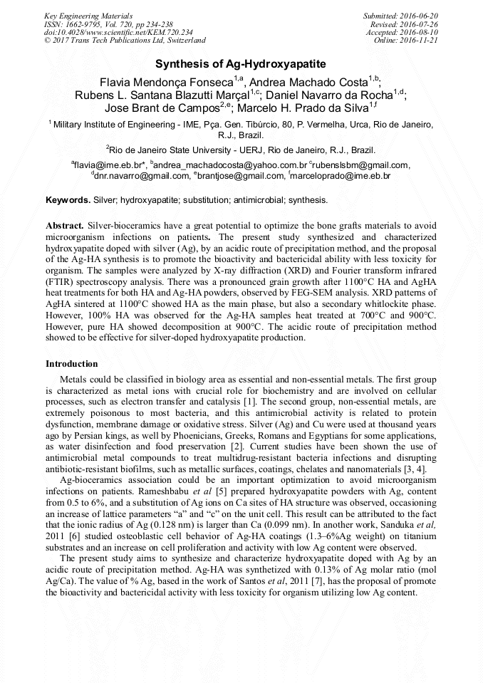 Synthesis of Ag-Hydroxyapatite | Scientific.Net