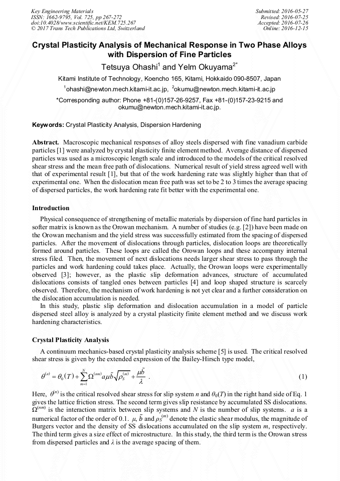 Crystal Plasticity Analysis of Mechanical Response in Two Phase Alloys ...
