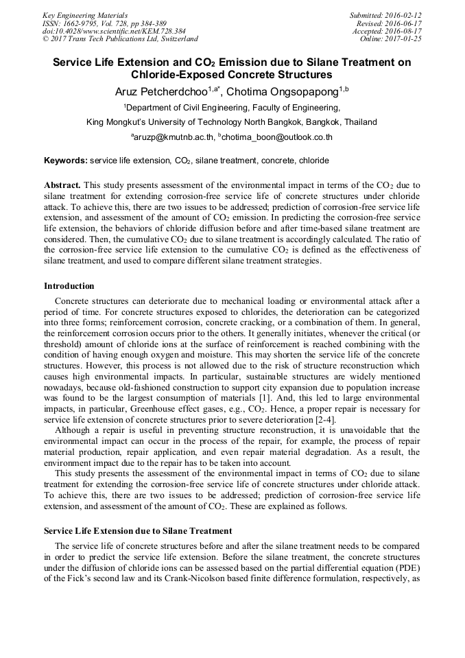 Service Life Extension and CO2 Emission due to Silane Treatment on ...