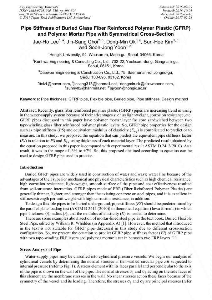 Pipe Stiffness of Buried Glass Fiber Reinforced Polymer Plastic (GFRP ...