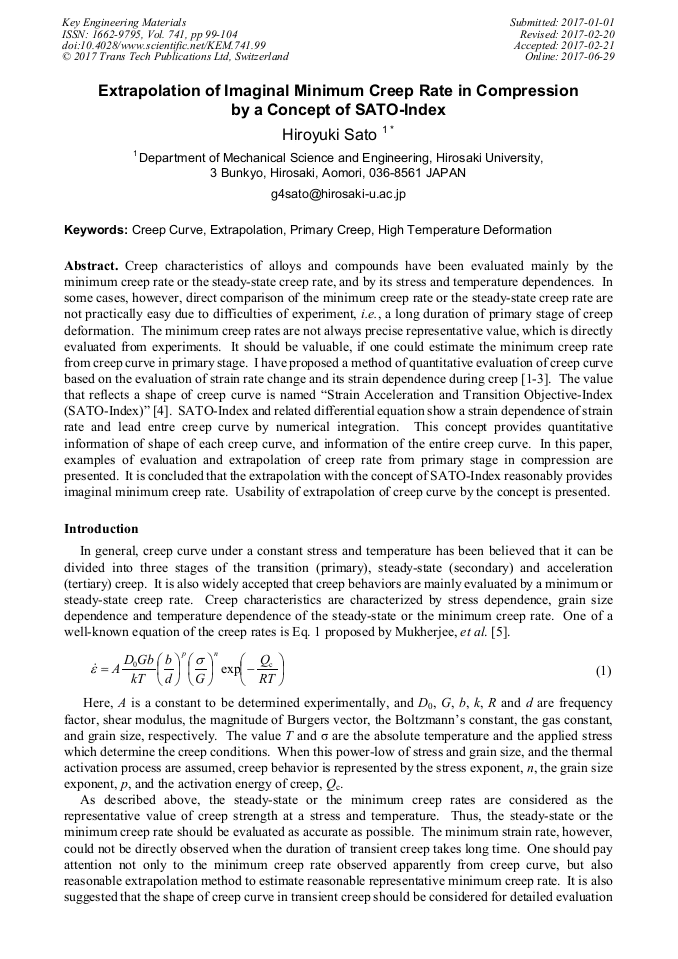 Extrapolation of Imaginal Minimum Creep Rate in Compression by a ...