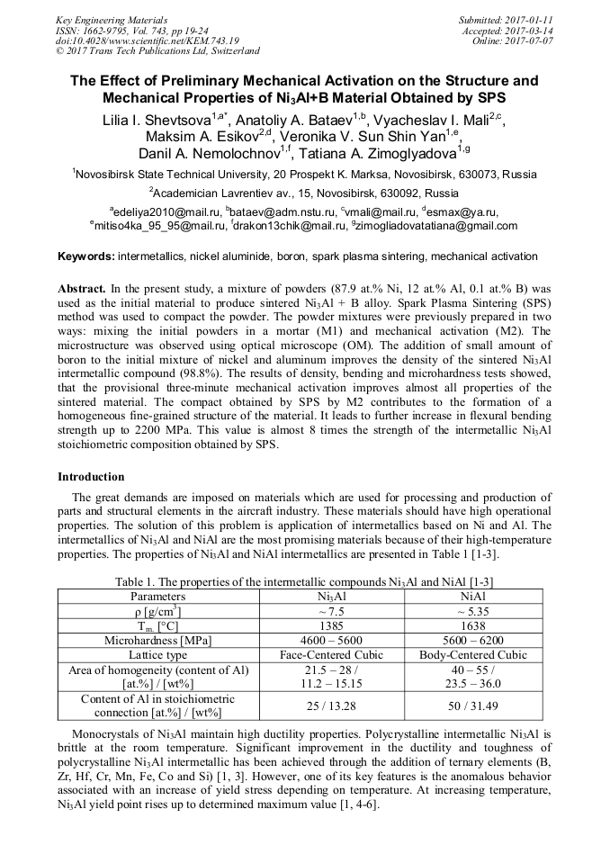 The Effect of Preliminary Mechanical Activation on the Structure and Mechanical Properties of ...