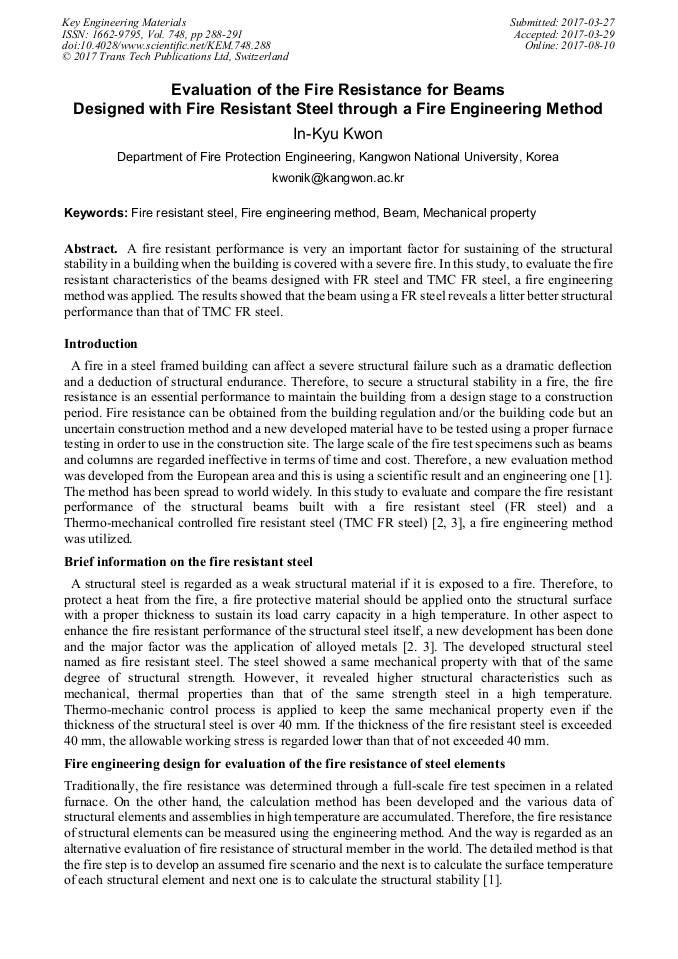 Evaluation of the Fire Resistance for Beams Designed with Fire ...