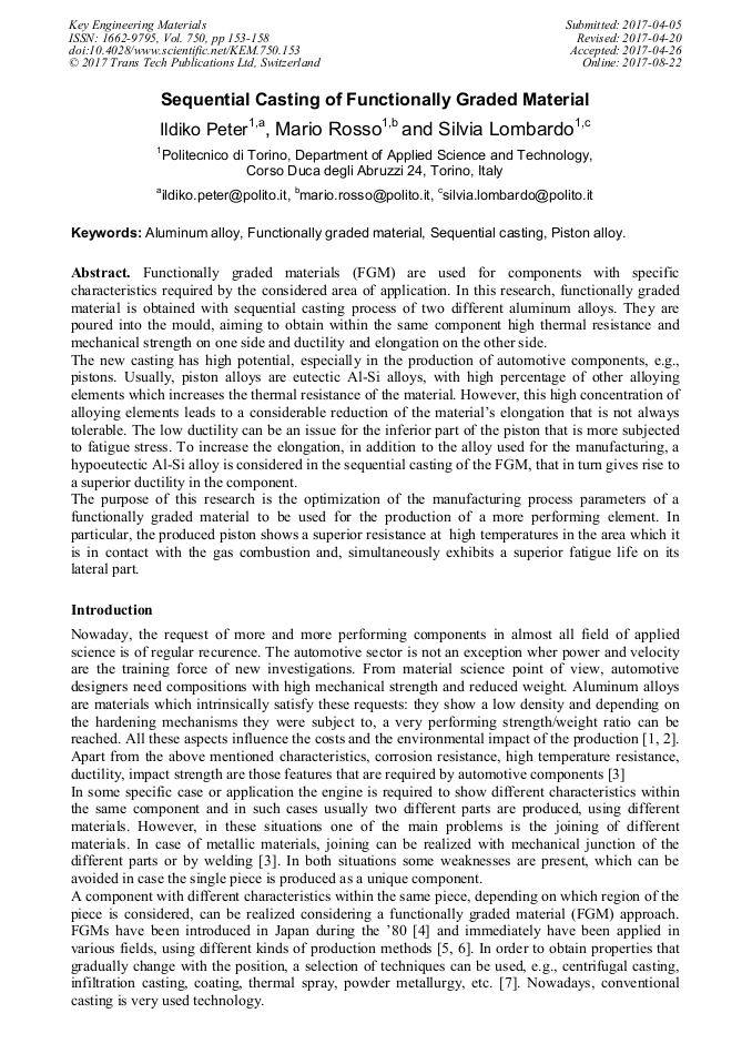 Sequential Casting of Functionally Graded Material | Scientific.Net