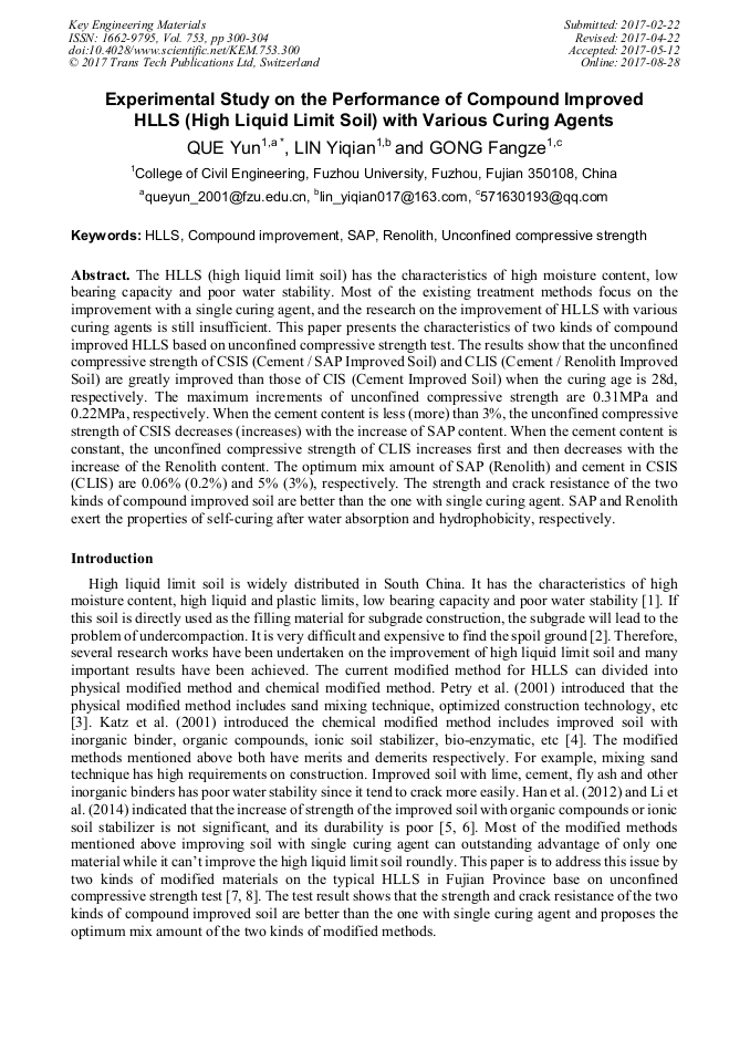 Experimental Study on the Performance of Compound Improved HLLS (High ...