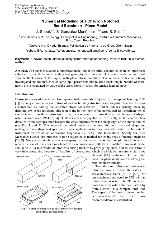 Numerical Modelling of a Chevron Notched Bend Specimen - Plane Model ...