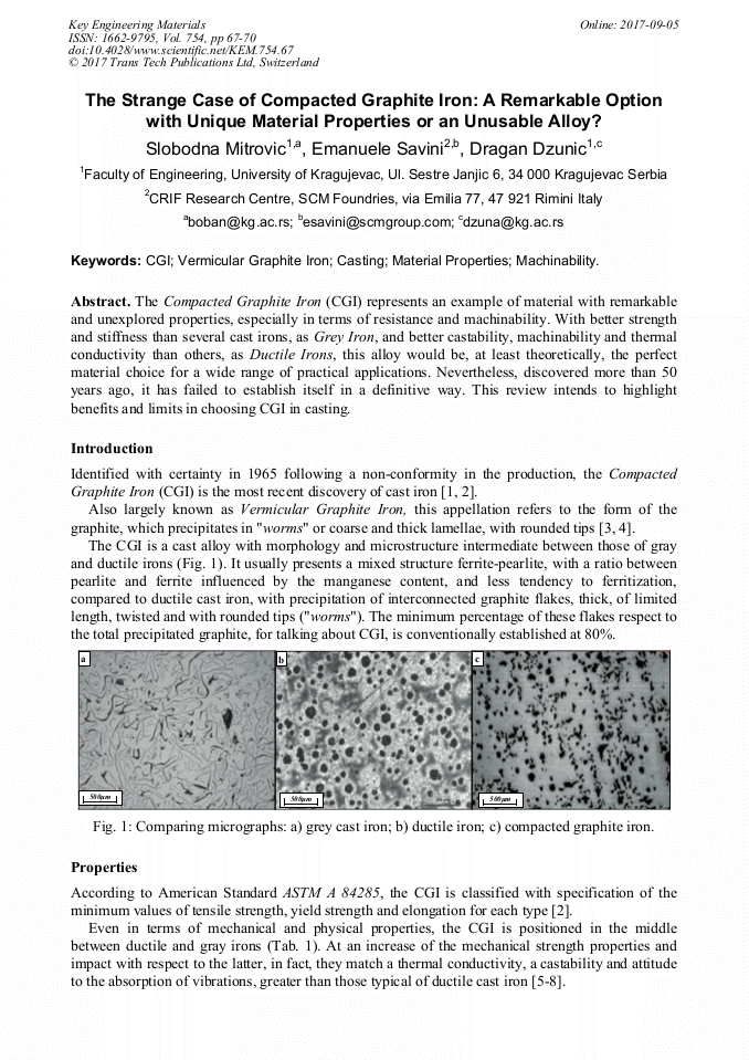 Compacted Graphite Iron Properties