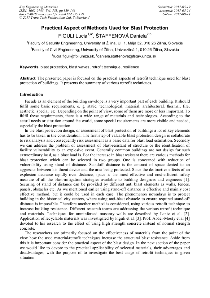 Practical Aspect of Methods Used for Blast Protection | Scientific.Net