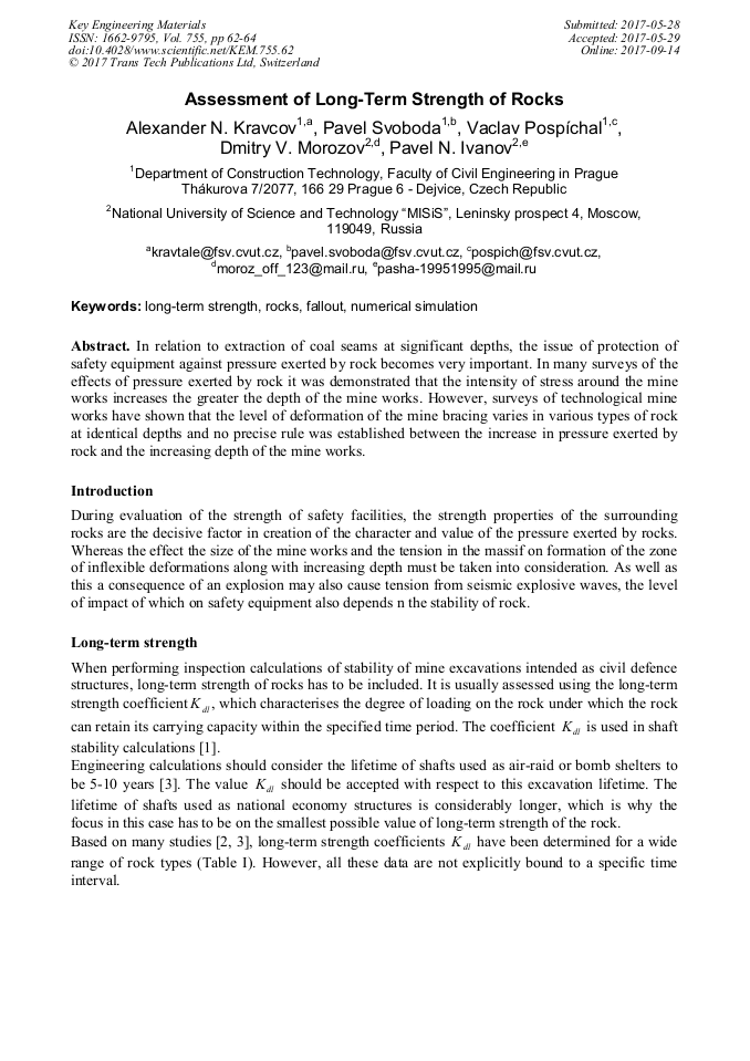 Assessment of Long-Term Strength of Rocks | Scientific.Net