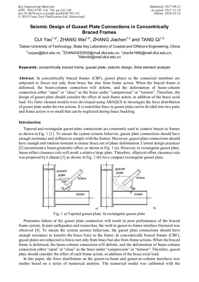 Seismic Design of Gusset Plate Connections in Concentrically Braced ...