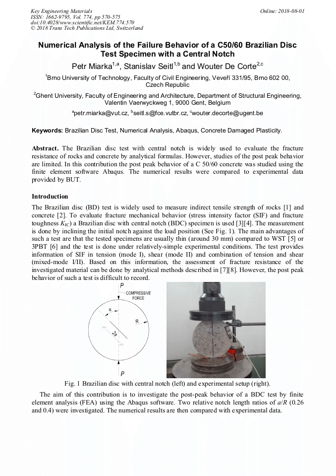 Numerical Analysis of the Failure Behavior of a C50/60 Brazilian Disc ...