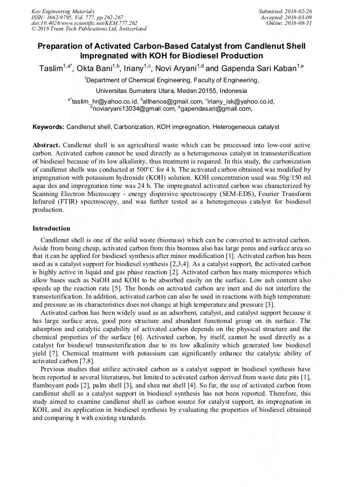 Preparation of Activated Carbon-Based Catalyst from Candlenut Shell ...