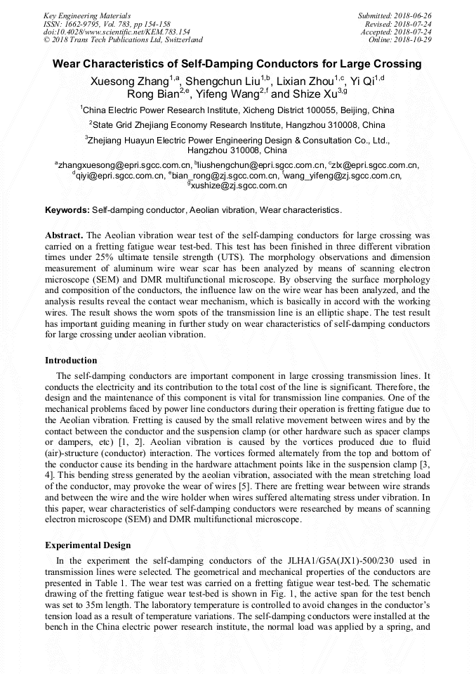 Wear Characteristics of Self-Damping Conductors for Large Crossing ...