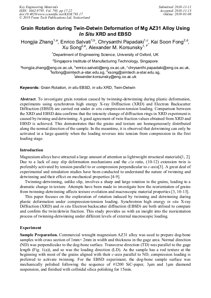 Grain Rotation during Twin-Detwin Deformation of Mg AZ31 Alloy Using In ...
