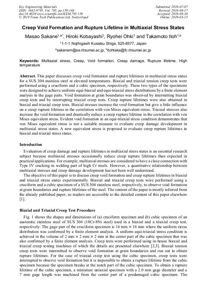 Creep Void Formation and Rupture Lifetime in Multiaxial Stress States ...