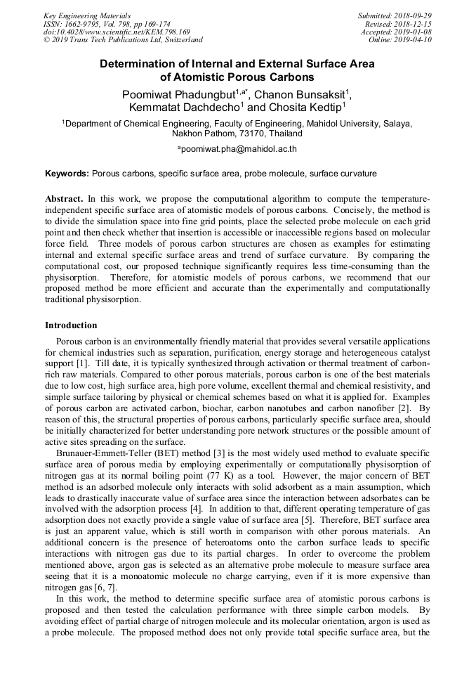 Determination of Internal and External Surface Area of Atomistic Porous ...
