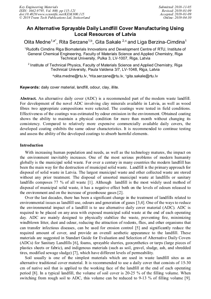 An Alternative Sprayable Daily Landfill Cover Manufacturing Using Local ...