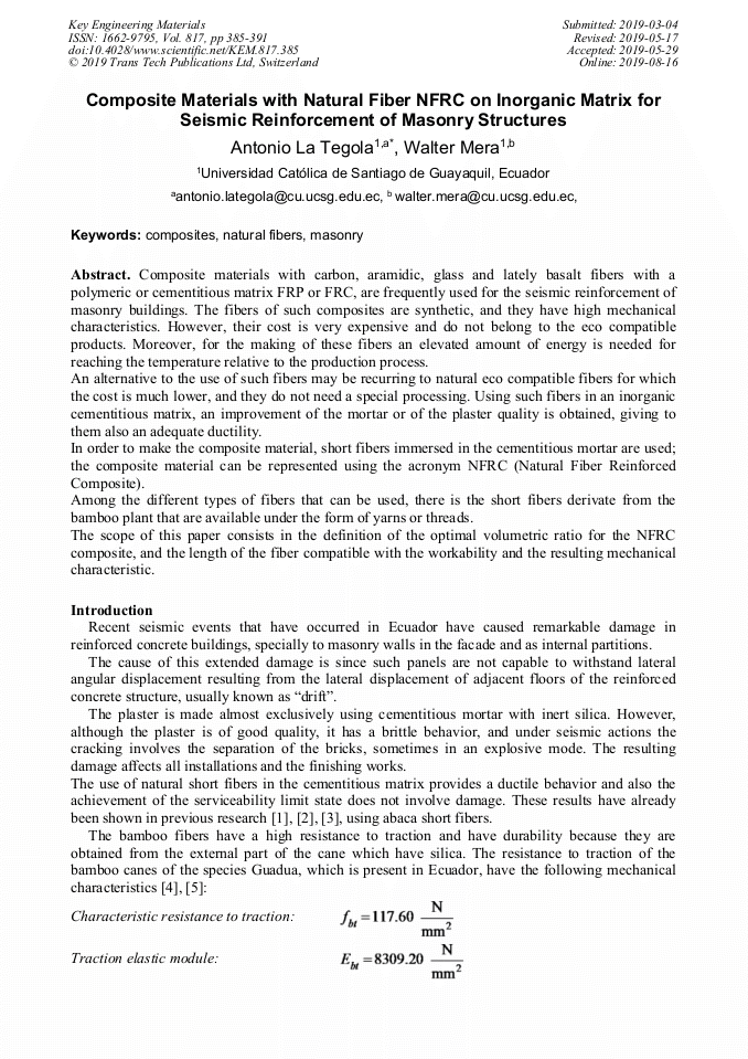 Composite Materials with Natural Fiber NFRC on Inorganic Matrix for ...