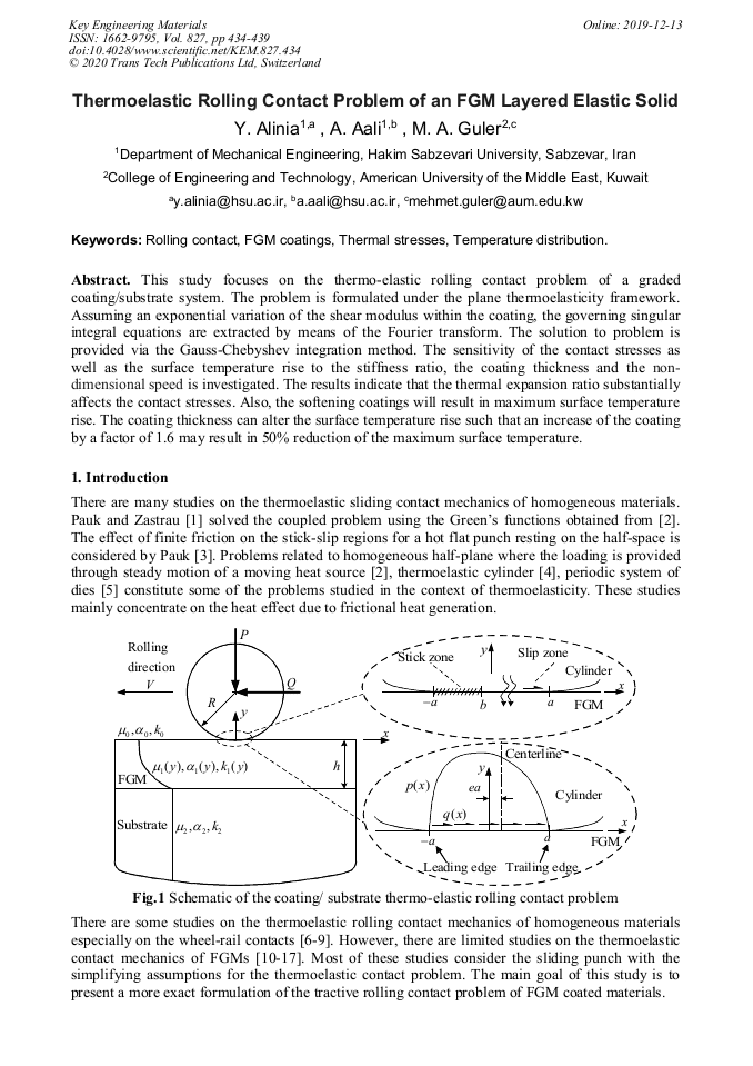 Thermoelastic Rolling Contact Problem of an FGM Layered Elastic Solid | Scientific.Net