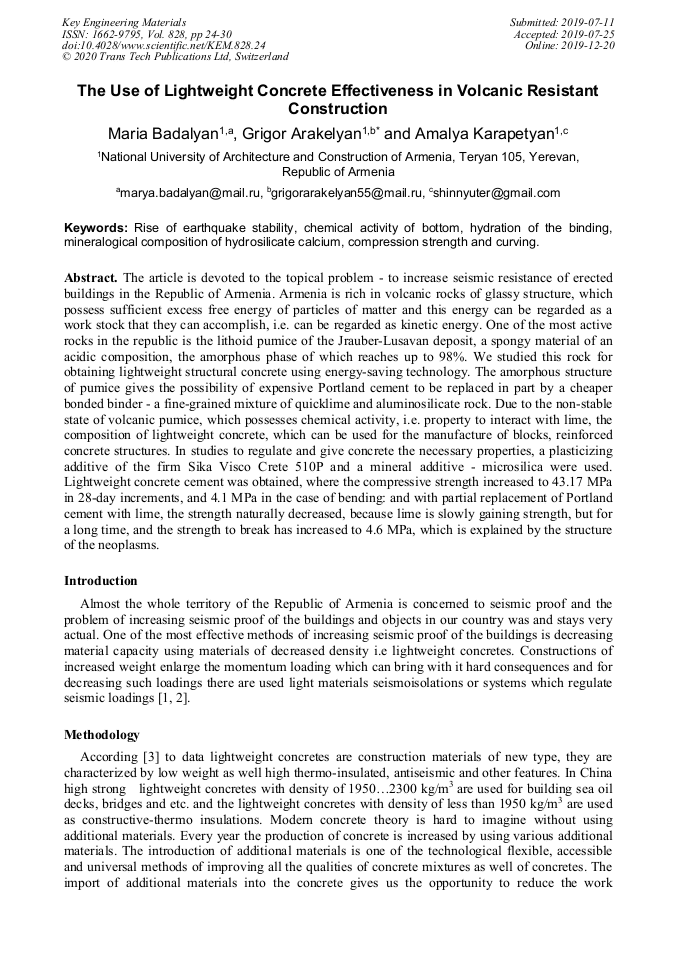 The Use of Lightweight Concrete Effectiveness in Volcanic Resistant ...