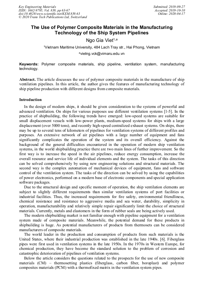 The Use of Polymer Composite Materials in the Manufacturing Technology ...