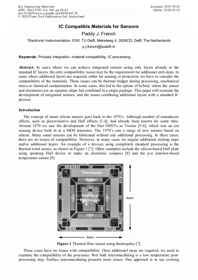 IC Compatible Materials for Sensors | Scientific.Net