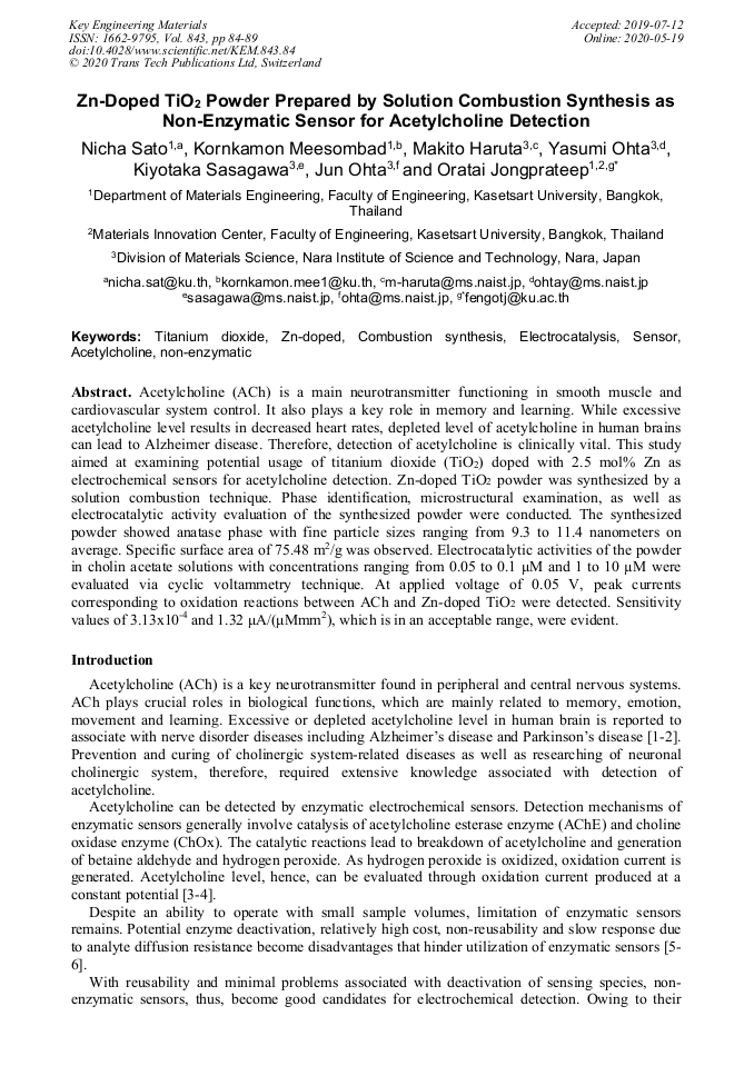 Zn-Doped TiO2 Powder Prepared by Solution Combustion Synthesis as Non ...