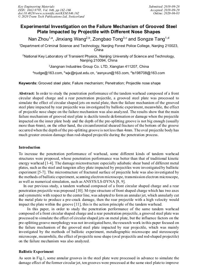 Experimental Investigation on the Failure Mechanism of Grooved Steel ...