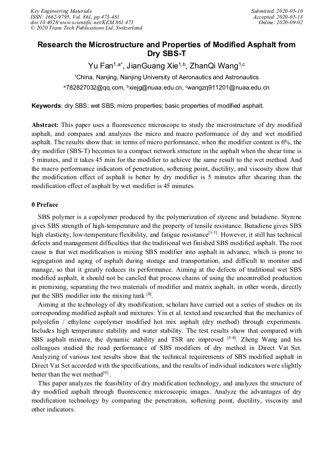 Research the Microstructure and Properties of Modified Asphalt from Dry ...