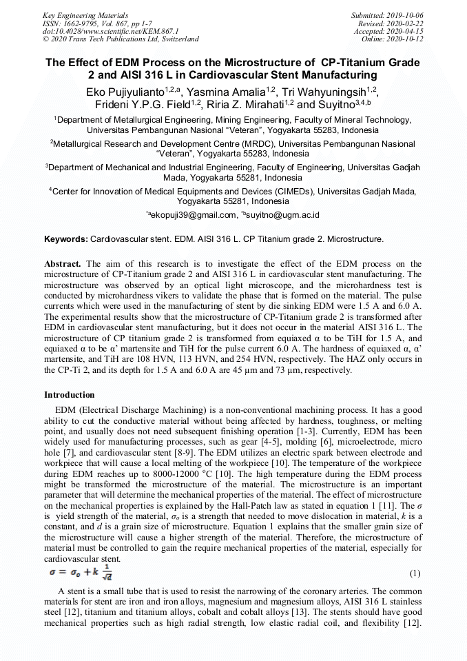 The Effect of EDM Process on the Microstructure of CP-Titanium Grade 2 ...