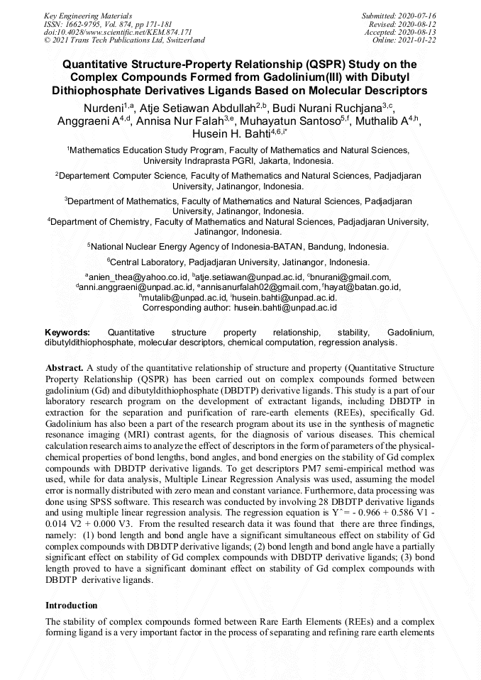 Quantitative Structure-Property Relationship (QSPR) Study on the ...