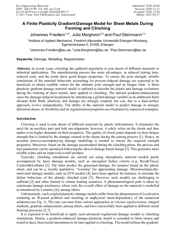 A Finite Plasticity Gradient-Damage Model for Sheet Metals during ...