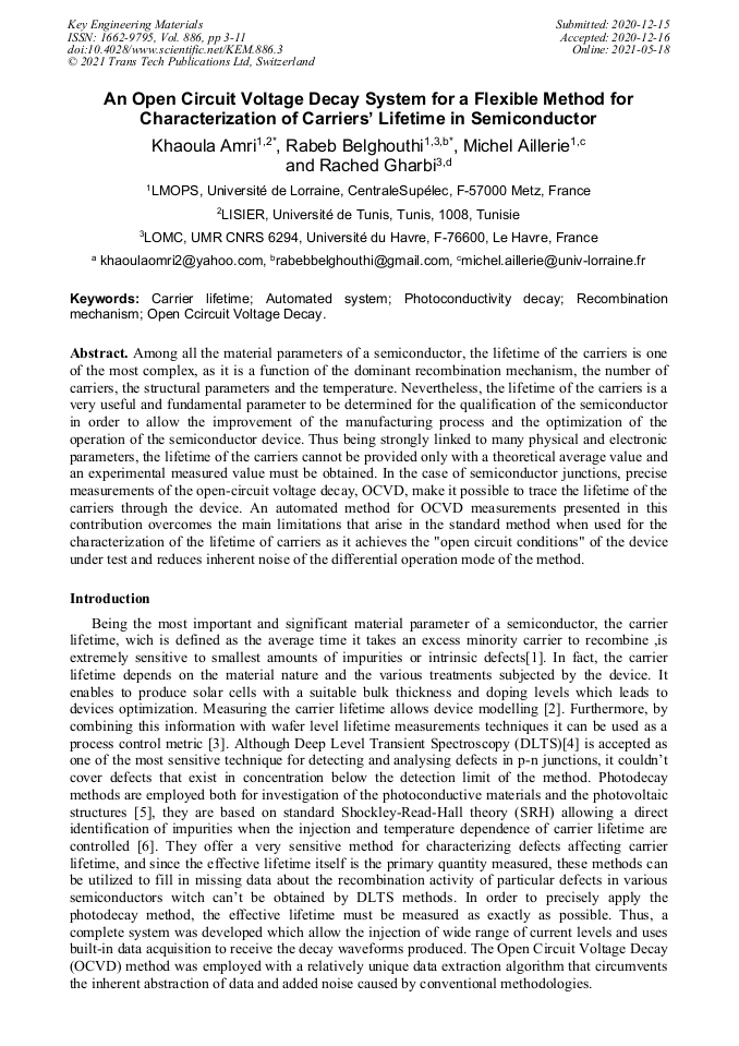 An Open Circuit Voltage Decay System for a Flexible Method for ...