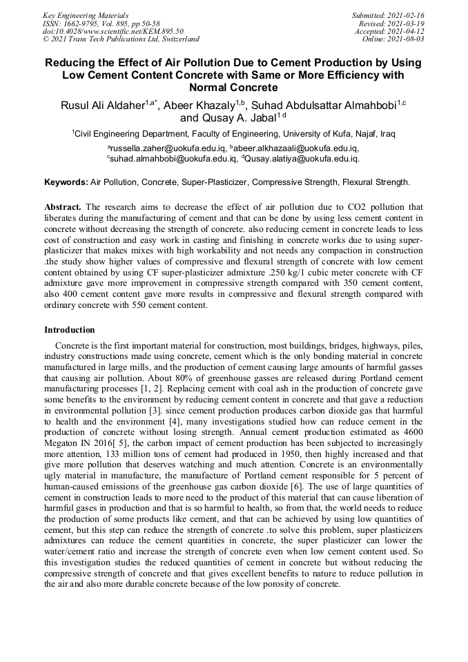 Reducing the Effect of Air Pollution due to Cement Production by Using ...