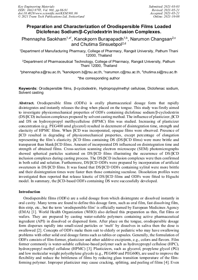 Preparation and Characterization of Orodispersible Films Loaded ...