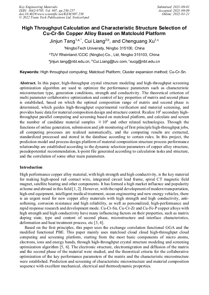 High Throughput Calculation and Characteristic Structure Selection of ...