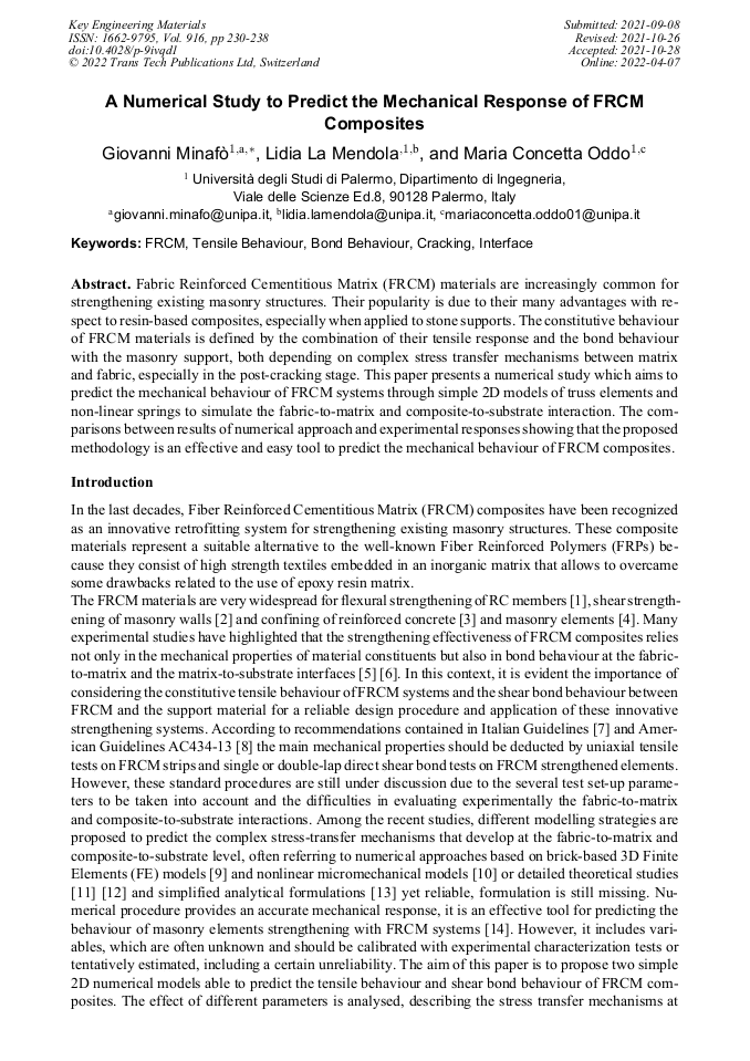 A Numerical Study to Predict the Mechanical Response of FRCM Composites ...