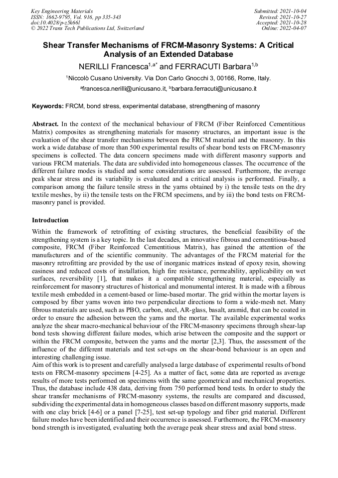 Shear Transfer Mechanisms of FRCM-Masonry Systems: A Critical Analysis ...