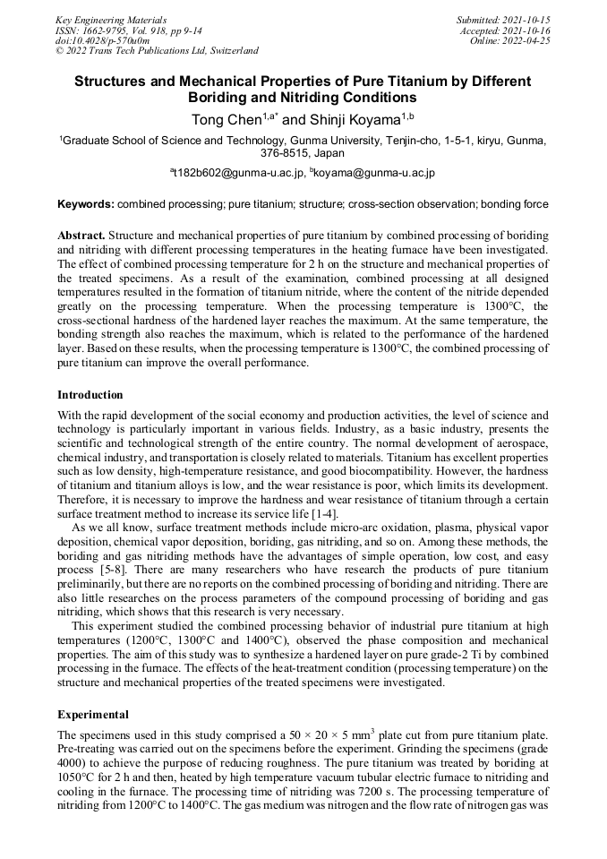 Structures and Mechanical Properties of Pure Titanium by Different ...