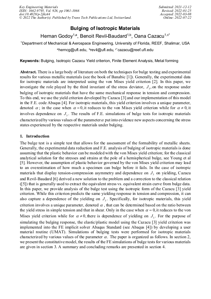 Bulging of Isotropic Materials | Scientific.Net
