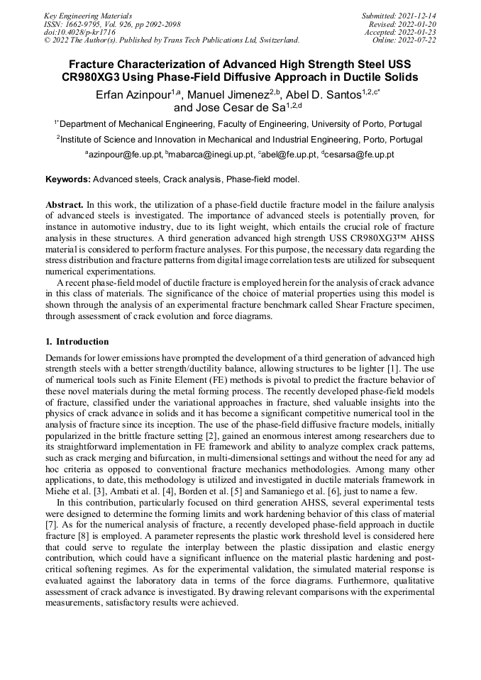 Fracture Characterization of Advanced High Strength Steel USS CR980XG3 Using Phase-Field ...