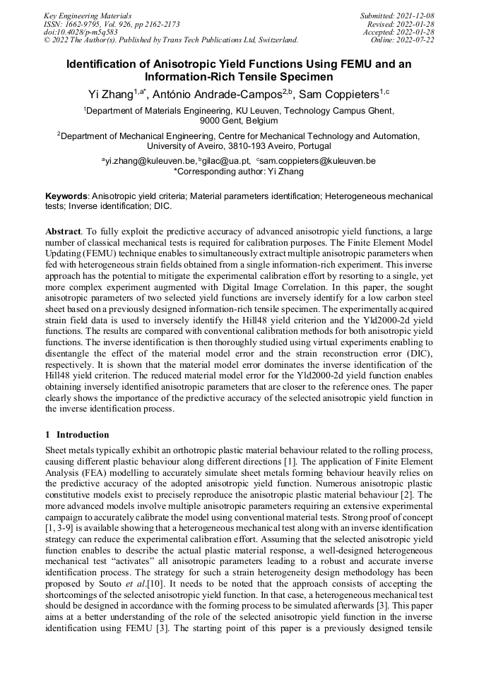 Identification of Anisotropic Yield Functions Using FEMU and an Information-Rich Tensile ...