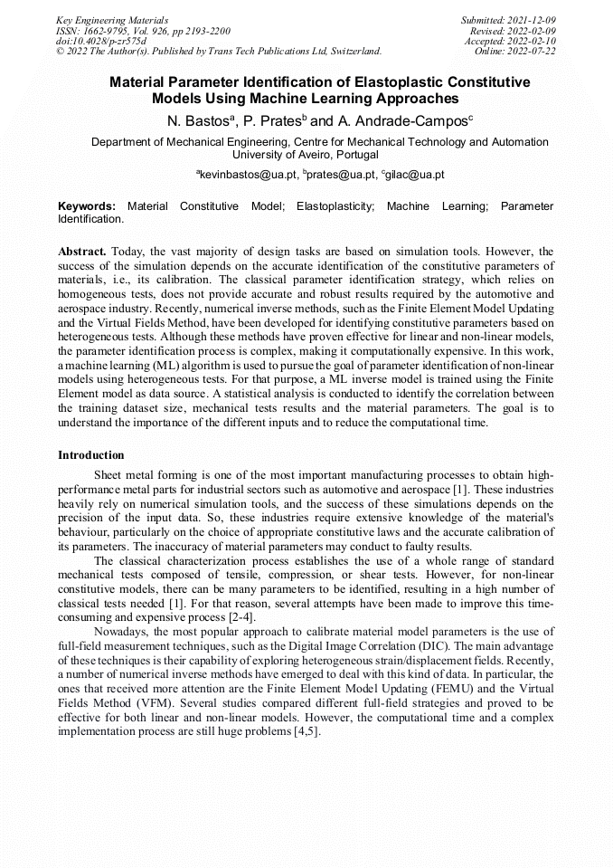 Material Parameter Identification of Elastoplastic Constitutive Models Using Machine Learning ...
