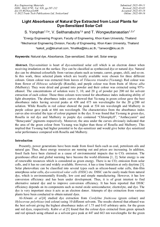 Light Absorbance of Natural Dye Extracted from Local Plants for Dye ...