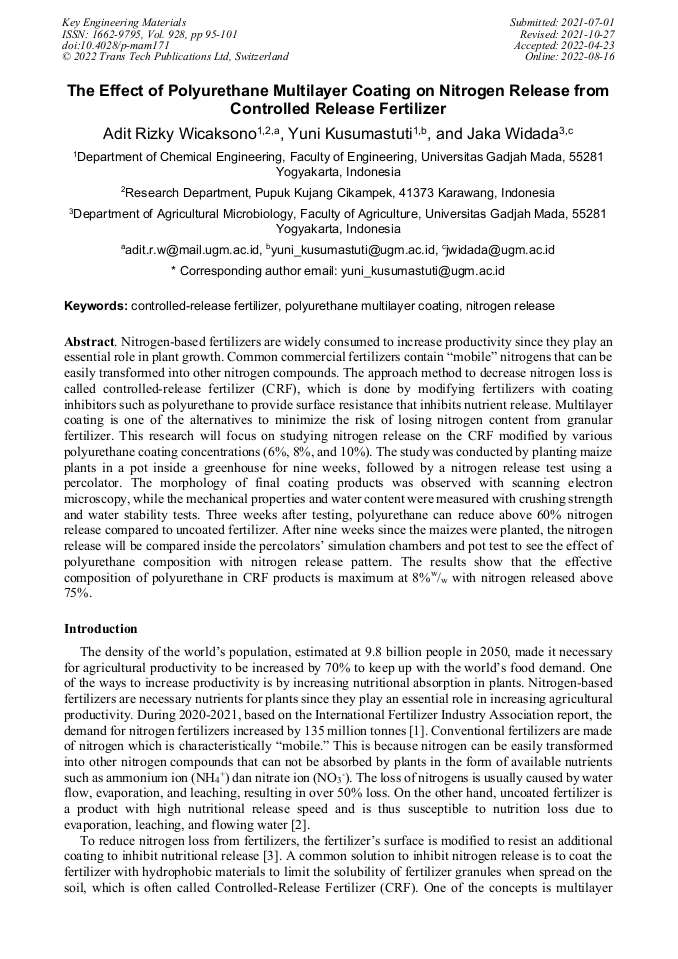 The Effect of Polyurethane Multilayer Coating on Nitrogen Release from ...