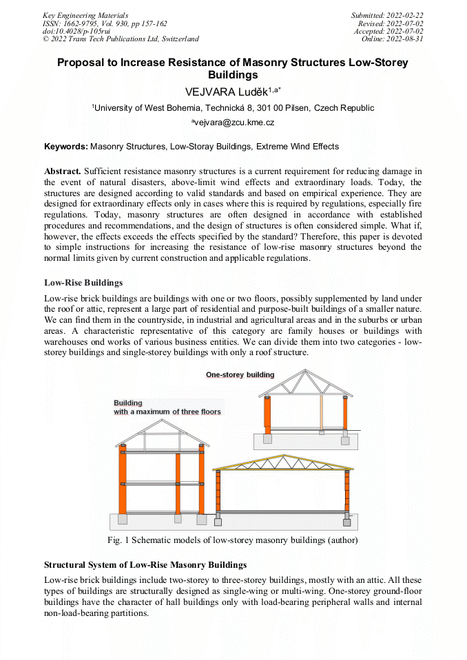 Proposal to Increase Resistance of Masonry Structures Low-Storey ...
