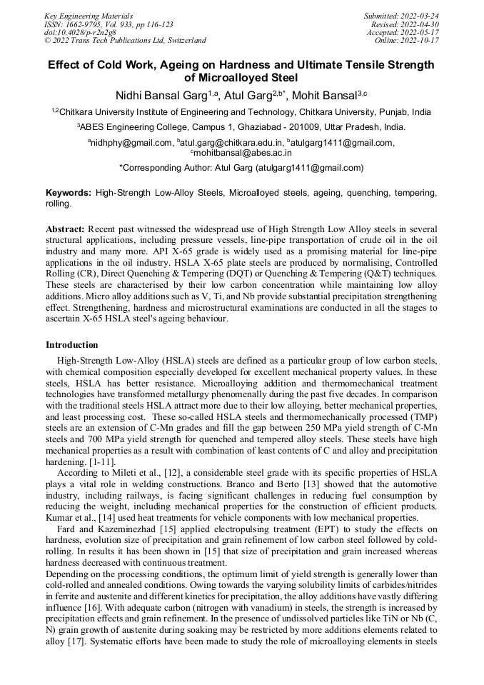 Effect of Cold Work, Ageing on Hardness and Ultimate Tensile Strength ...
