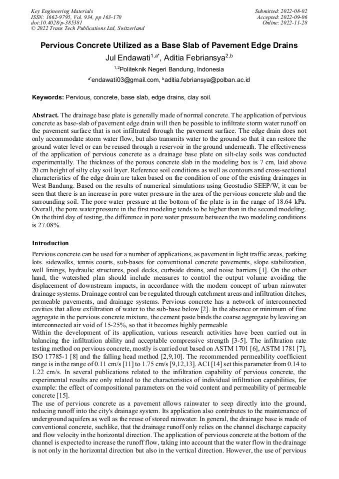 Pervious Concrete Utilized as a Base Slab of Pavement Edge Drains ...