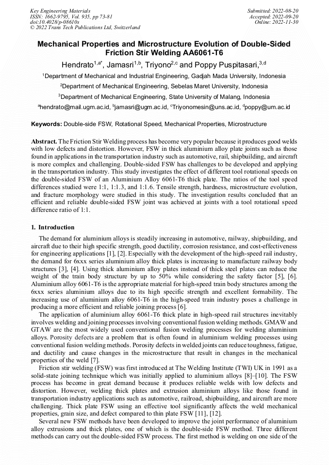Mechanical Properties and Microstructure Evolution of Double-Sided ...
